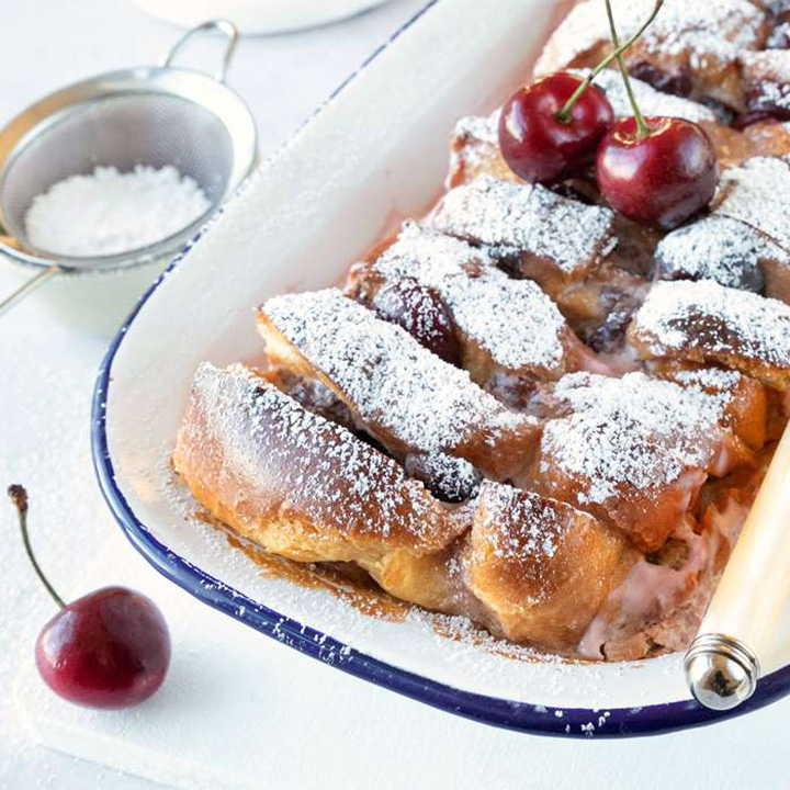 cherry bread and butter pudding - Glenisk