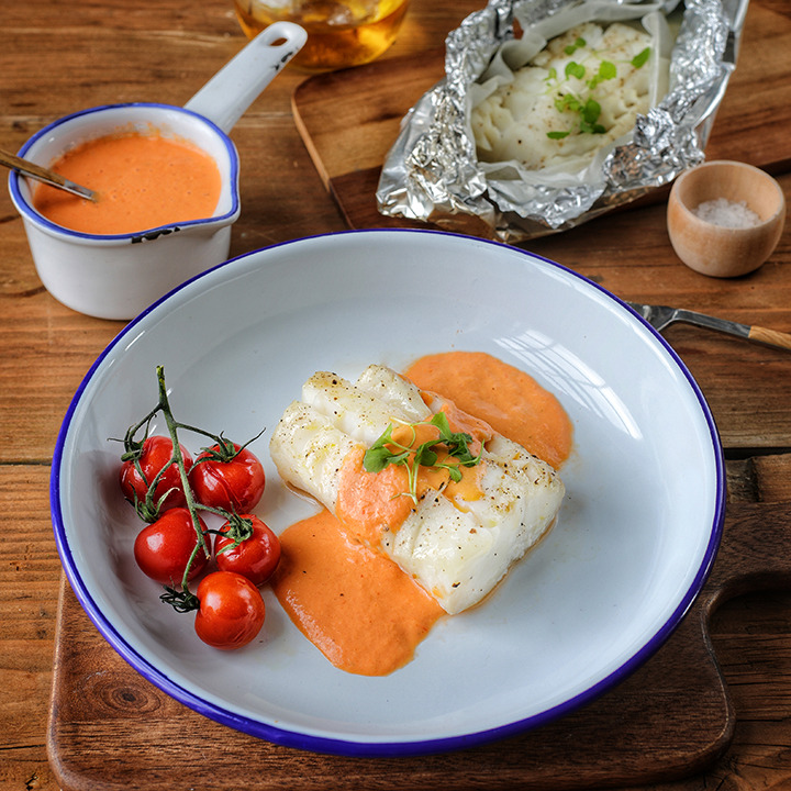 cod with red pepper sauce - Glenisk